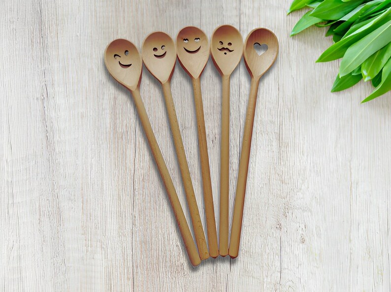 Handmade Beech Wood Smiley Face Spoons: Novelty Cooking Gift - Etsy