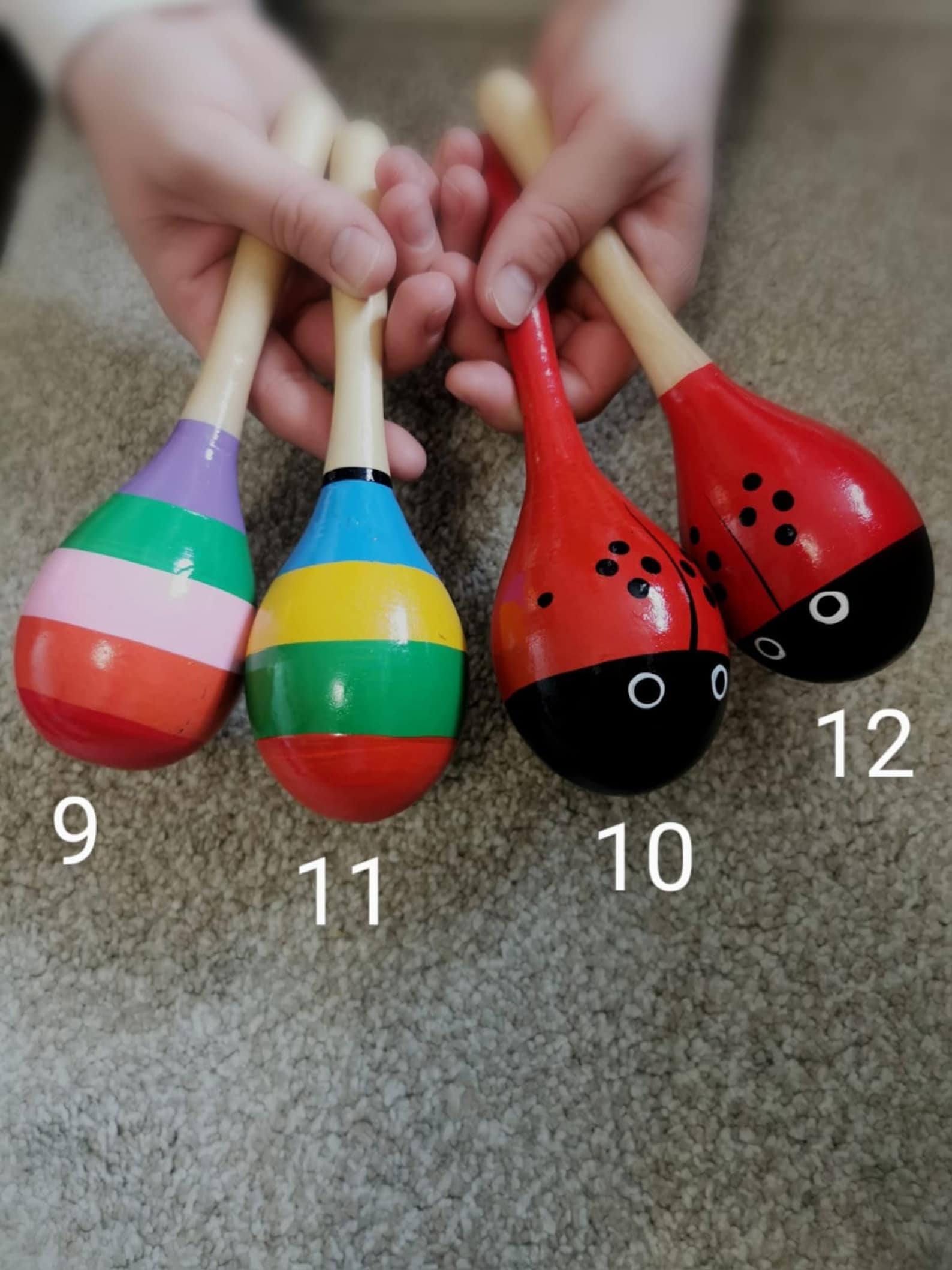20cm Colourful Wooden Maraca Rattle Shaker Sensory Toy for - Etsy