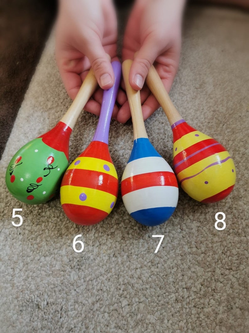 20cm Colourful Wooden Maraca Rattle Shaker Sensory Toy for - Etsy