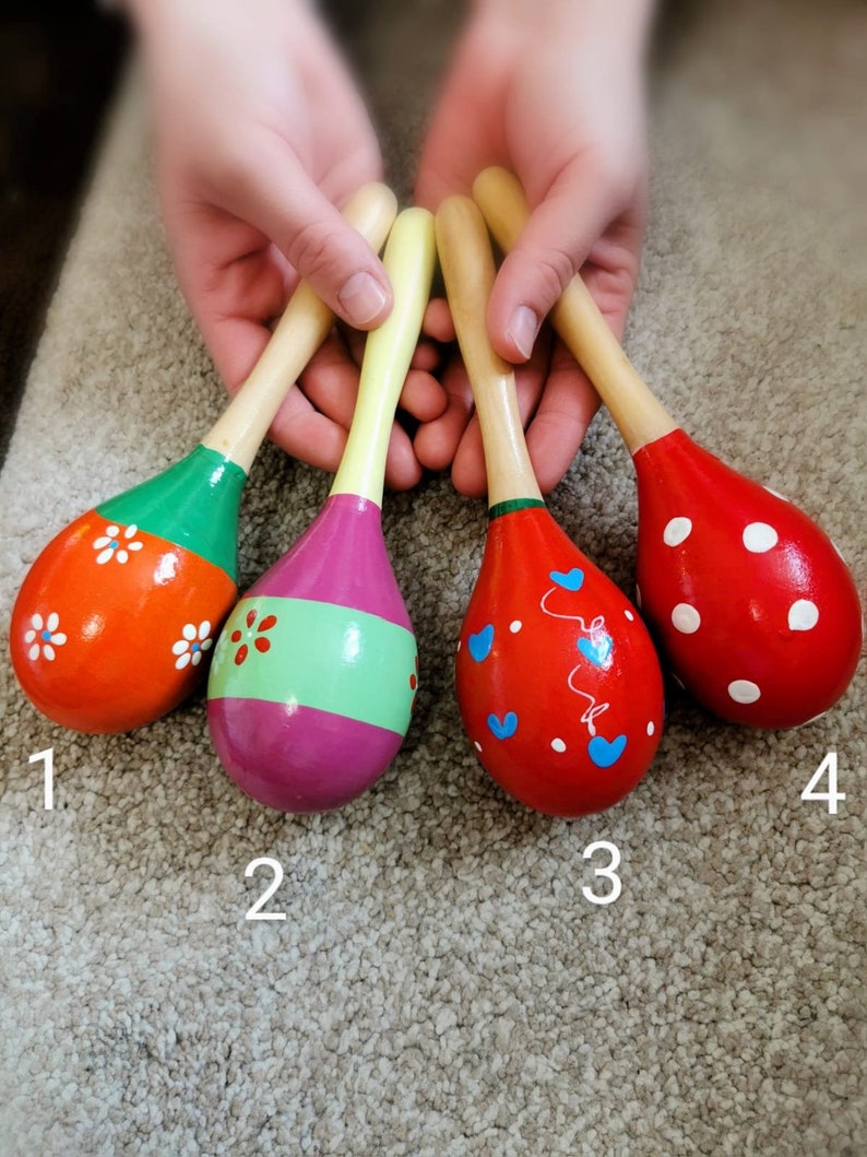 20cm Colourful Wooden Maraca Rattle Shaker Sensory Toy for - Etsy