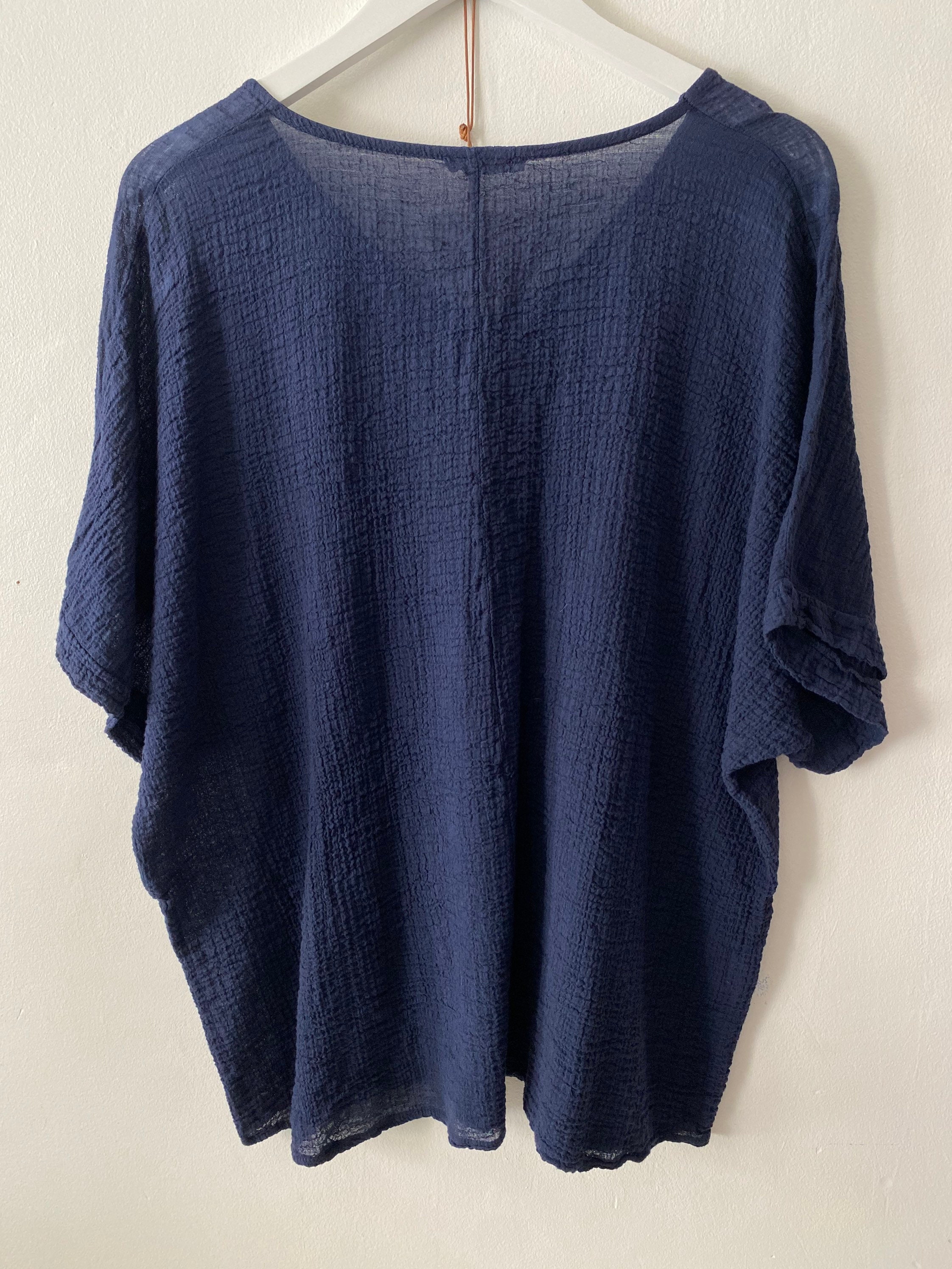 Made in Italy Navy Cotton Oversized, Comfortable, Relaxed Fit, Loose ...