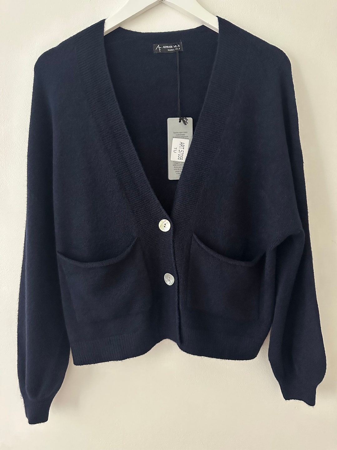 New Made in Italy Navy Quirky Oversized Loose Relaxed Style Light Knit ...