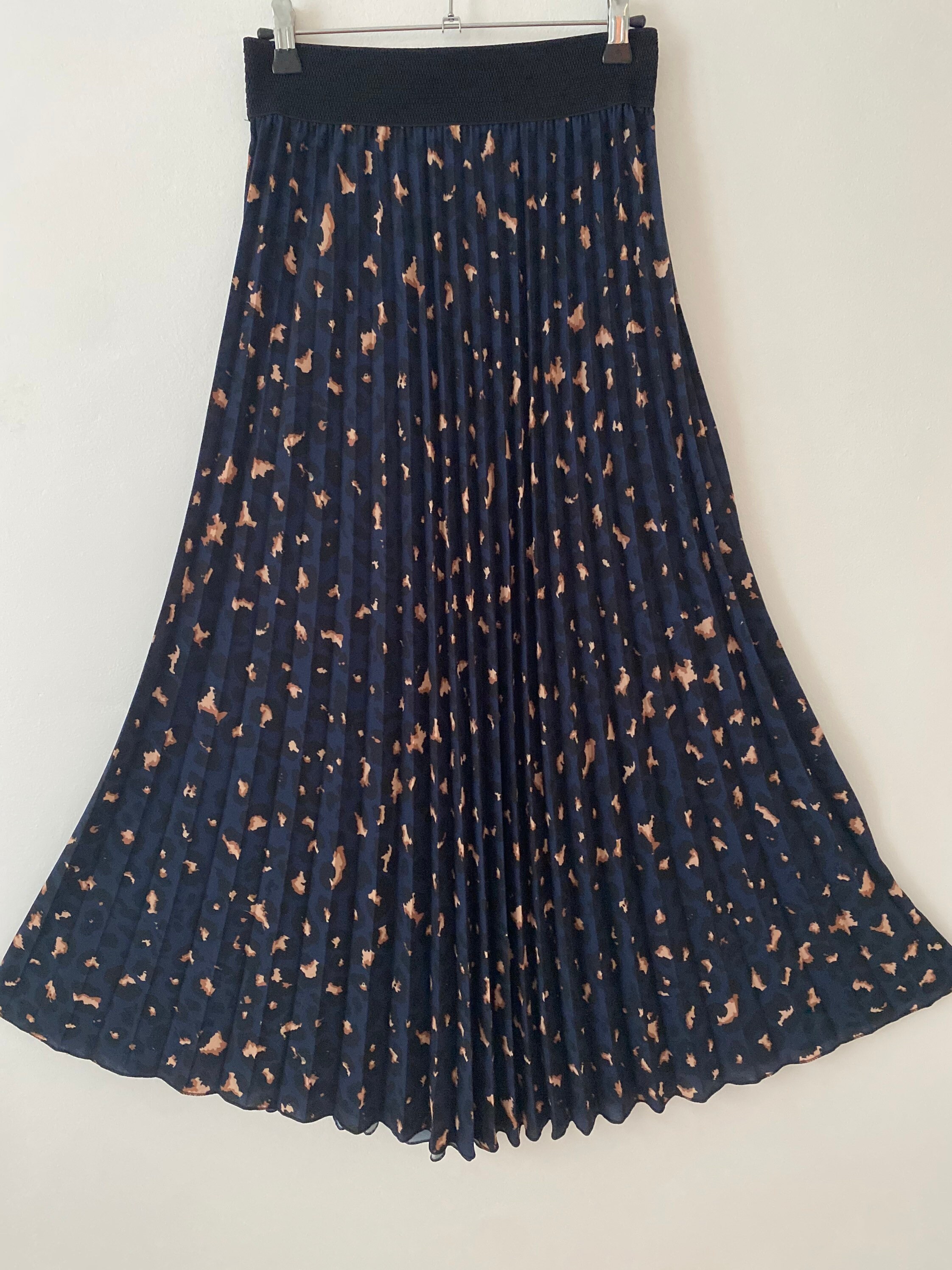 Made in Italy Sugarbabe Navy Blue Floaty Animal Print Pleated Maxi ...
