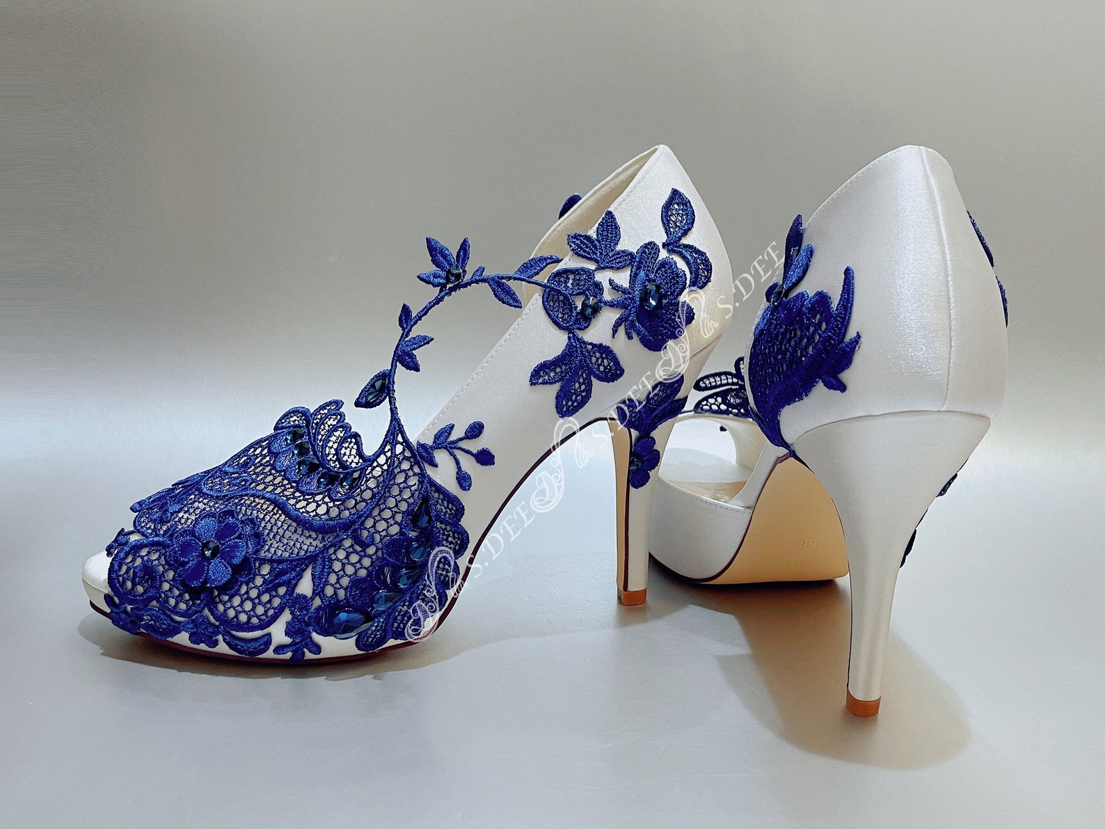 Royal Prussian Blue Wedding Shoe for Bride, Bridal Heel, Navy Midnight ...