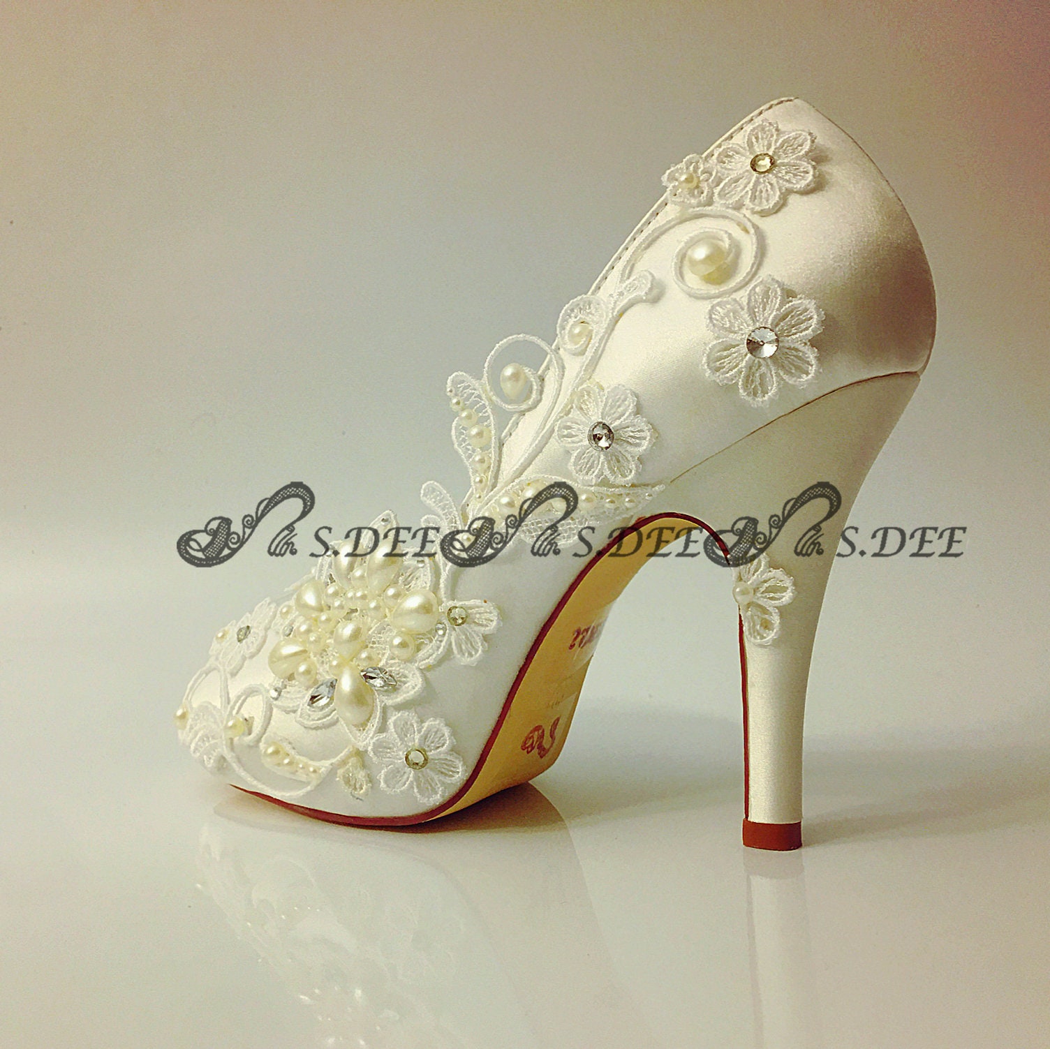 Ivory off Pure White Shoe for Bride, Bridal Heel, Satin Open Peep Toe ...