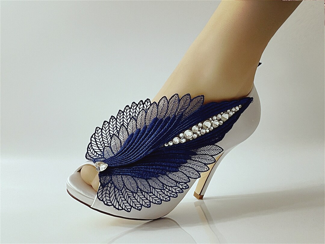 Wedding Shoes for Bride, Prussian Blue Bridal Heel, Size 5-12 Unique ...