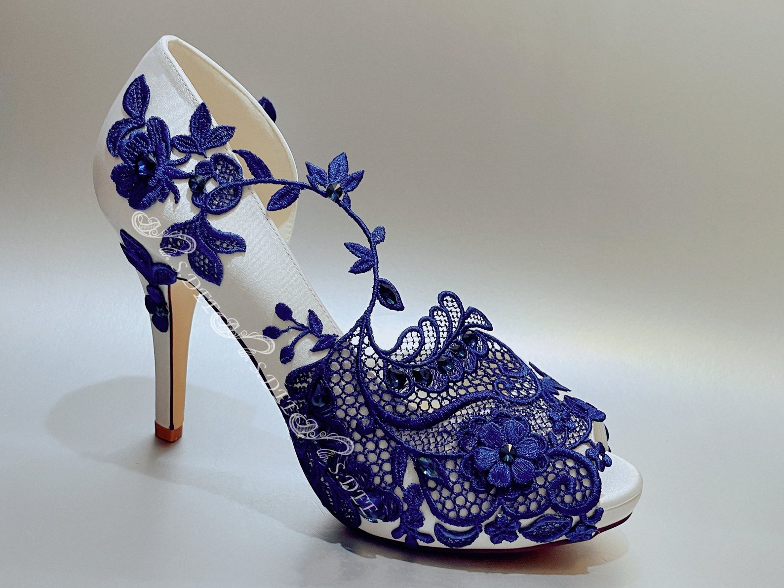 Royal Prussian Blue Wedding Shoe for Bride, Bridal Heel, Navy Midnight ...