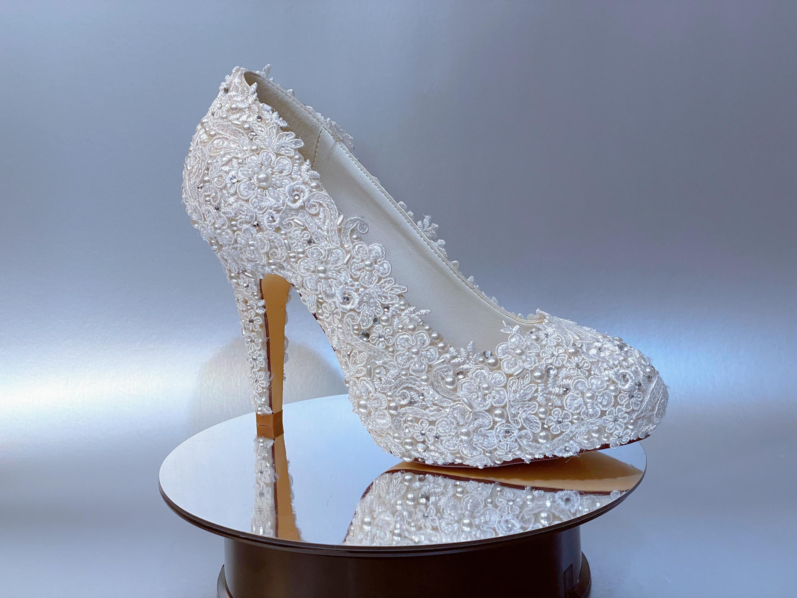 Champagne Wedding Shoes Heels for Bride, Light Gold Bridal Heels, Heavy ...