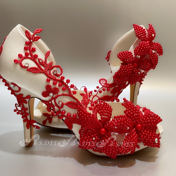 Red Wedding Shoes - Etsy