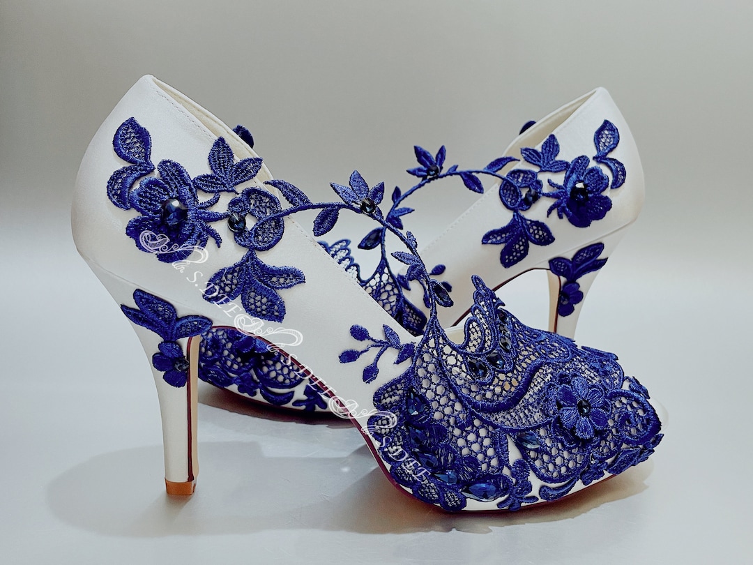 Royal Prussian Blue Wedding Shoe for Bride, Bridal Heel, Navy Midnight ...