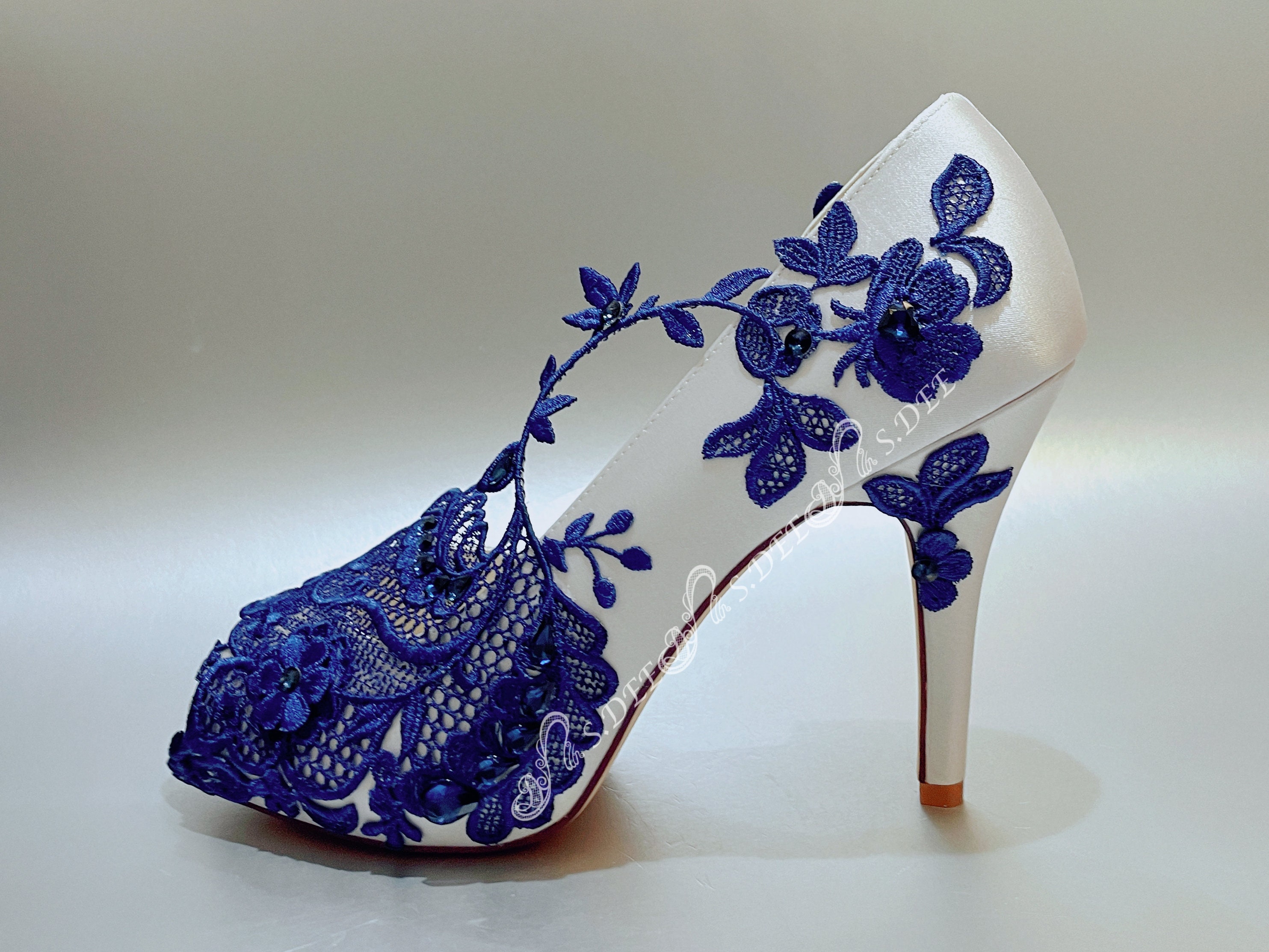 Royal Prussian Blue Wedding Shoe for Bride, Bridal Heel, Navy Midnight ...