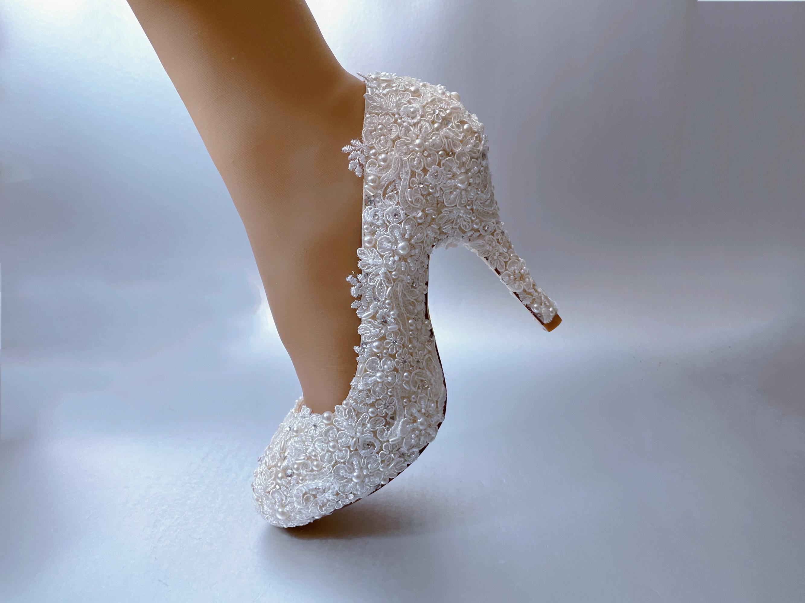 Champagne Wedding Shoes Heels for Bride, Light Gold Bridal Heels, Heavy ...
