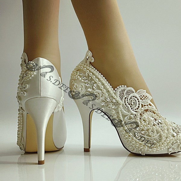 Lace Wedding Heels - Etsy
