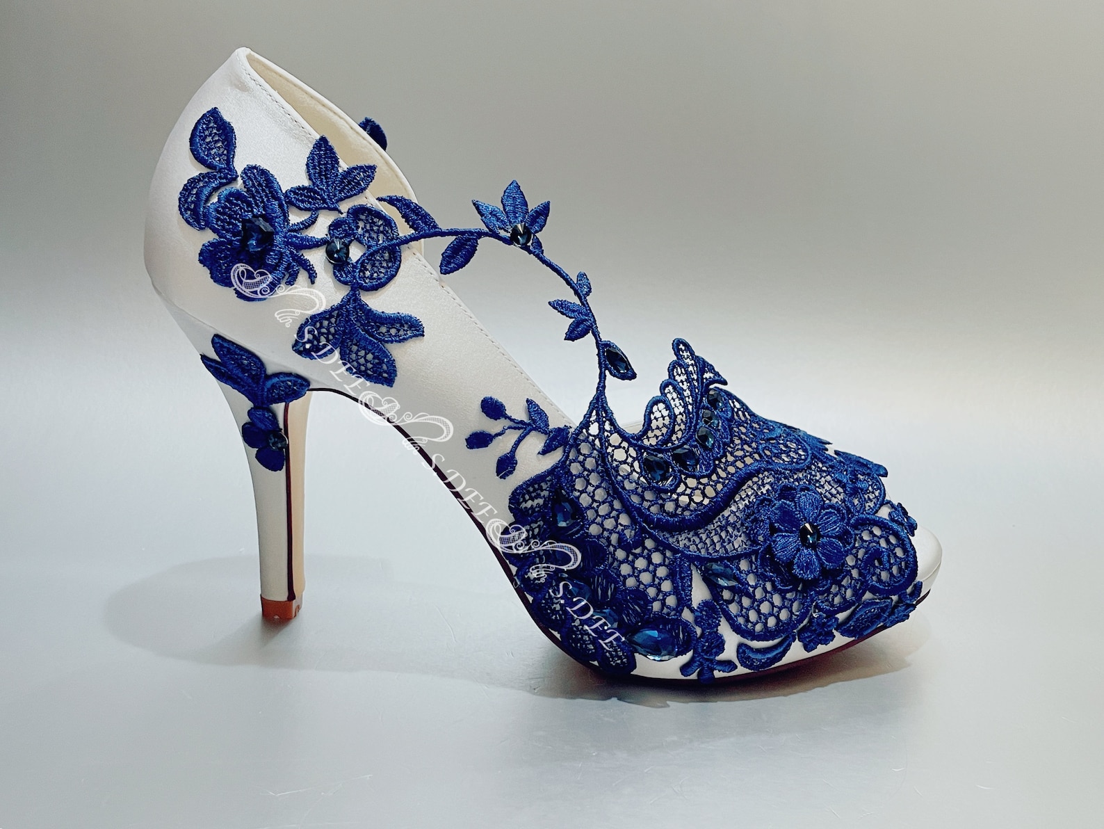 Royal Prussian Blue Wedding Shoe for Bride, Bridal Heel, Navy Midnight ...