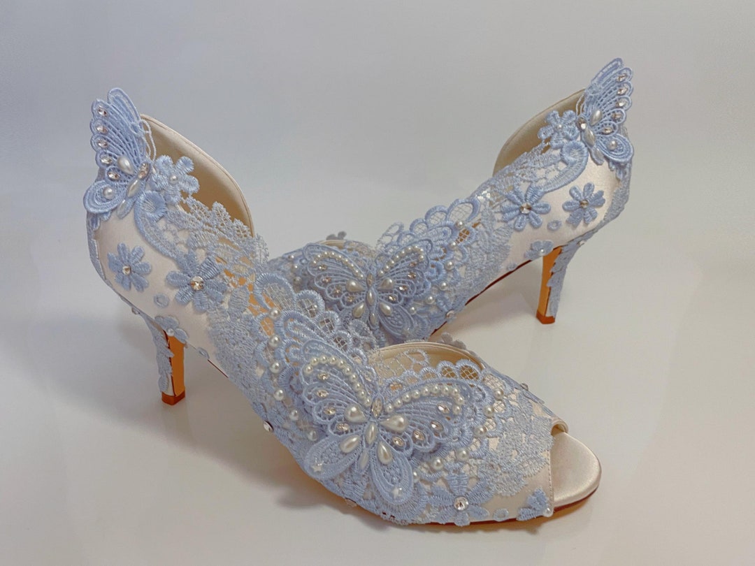 Dusty Blue Wedding Shoes for Bride, Baby Blue Bridal Heel, 3'' 4 ...