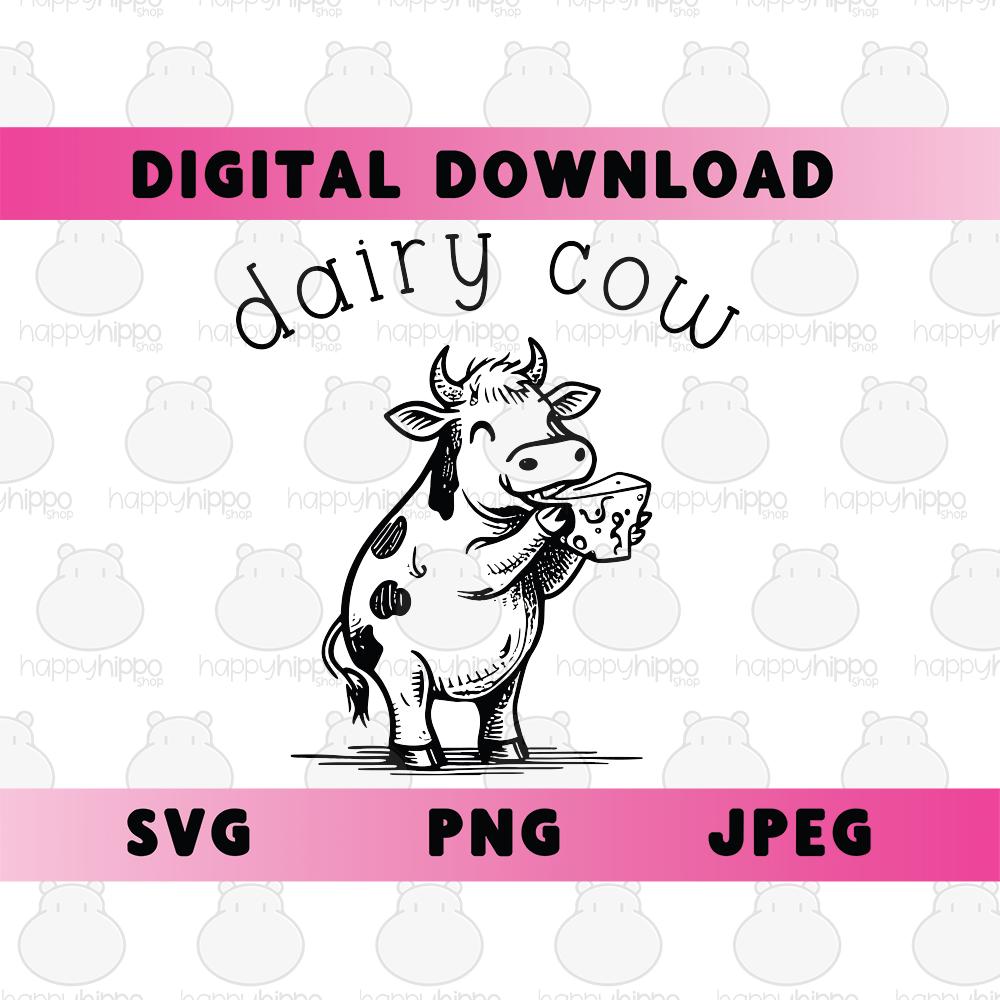 Dairy Cow SVG, Png, Digital Artwork, Sublimation, Cut File, Tshirt ...