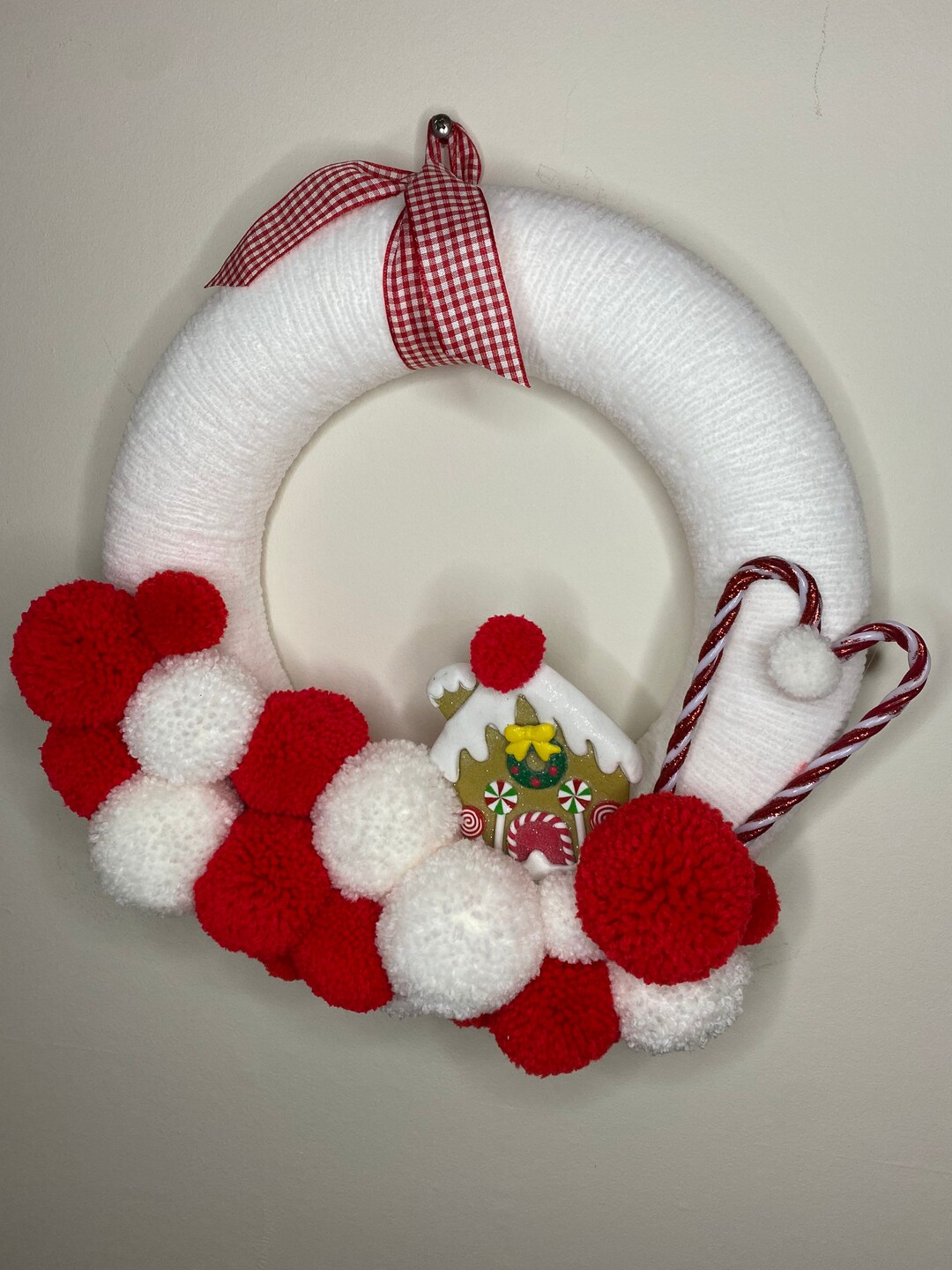 Gingerbread House Pom Pom Wreath - Etsy