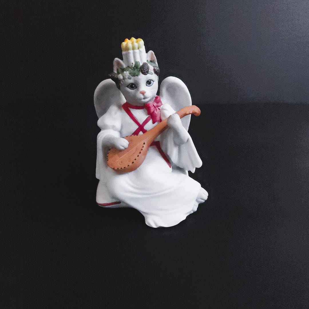 Vintage Enesco Jeanette Curley Christmas Cat/ Christmas Angel Cat - Etsy