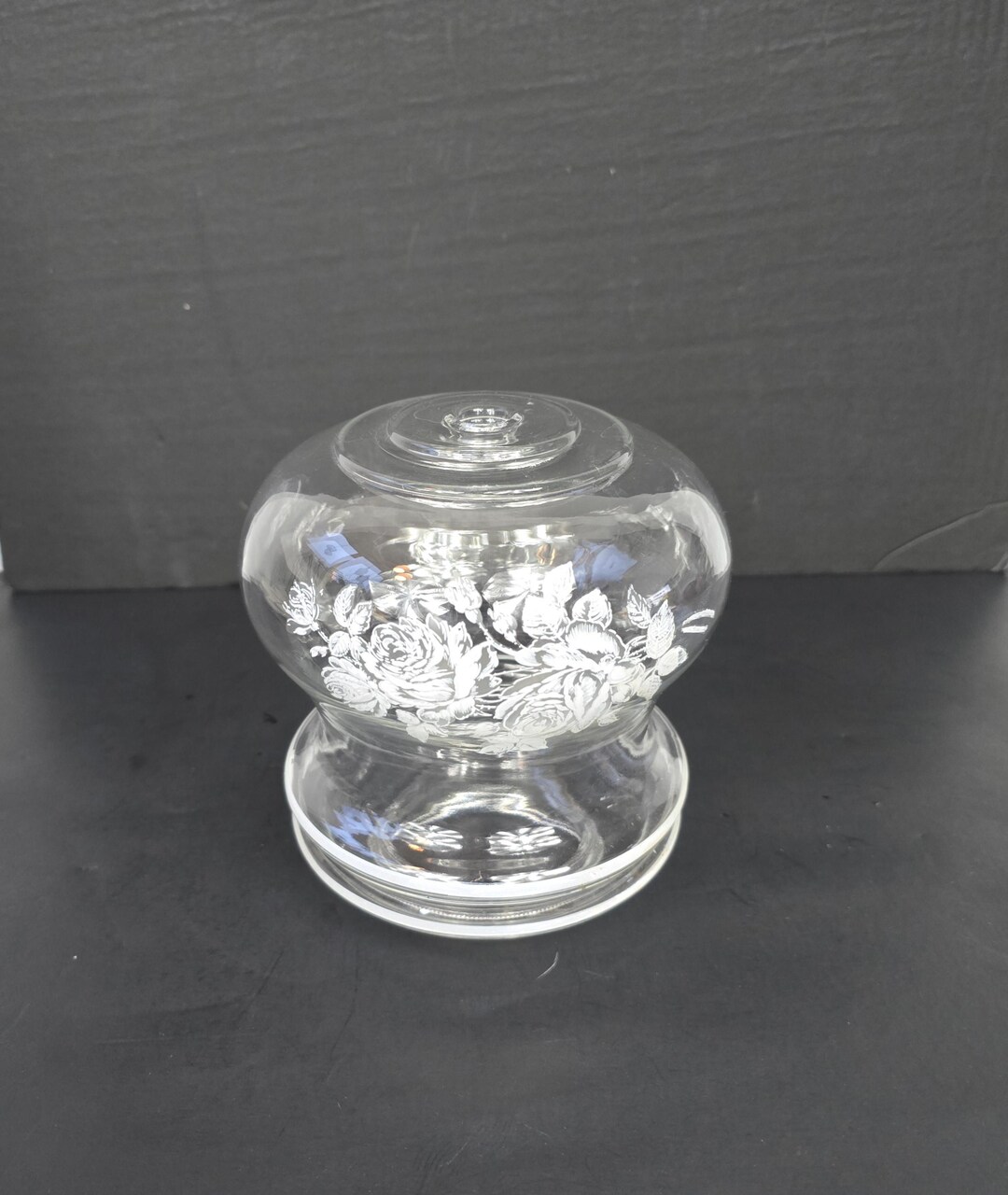 Vintage Glass GWTW Glass Bottom Lamp Shade With White Frosted Roses - Etsy