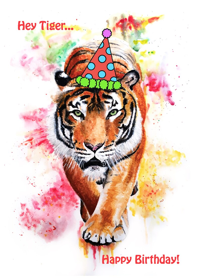 Tiger Birthday Card Tiger Cards Greeting Card With a Tiger - Etsy