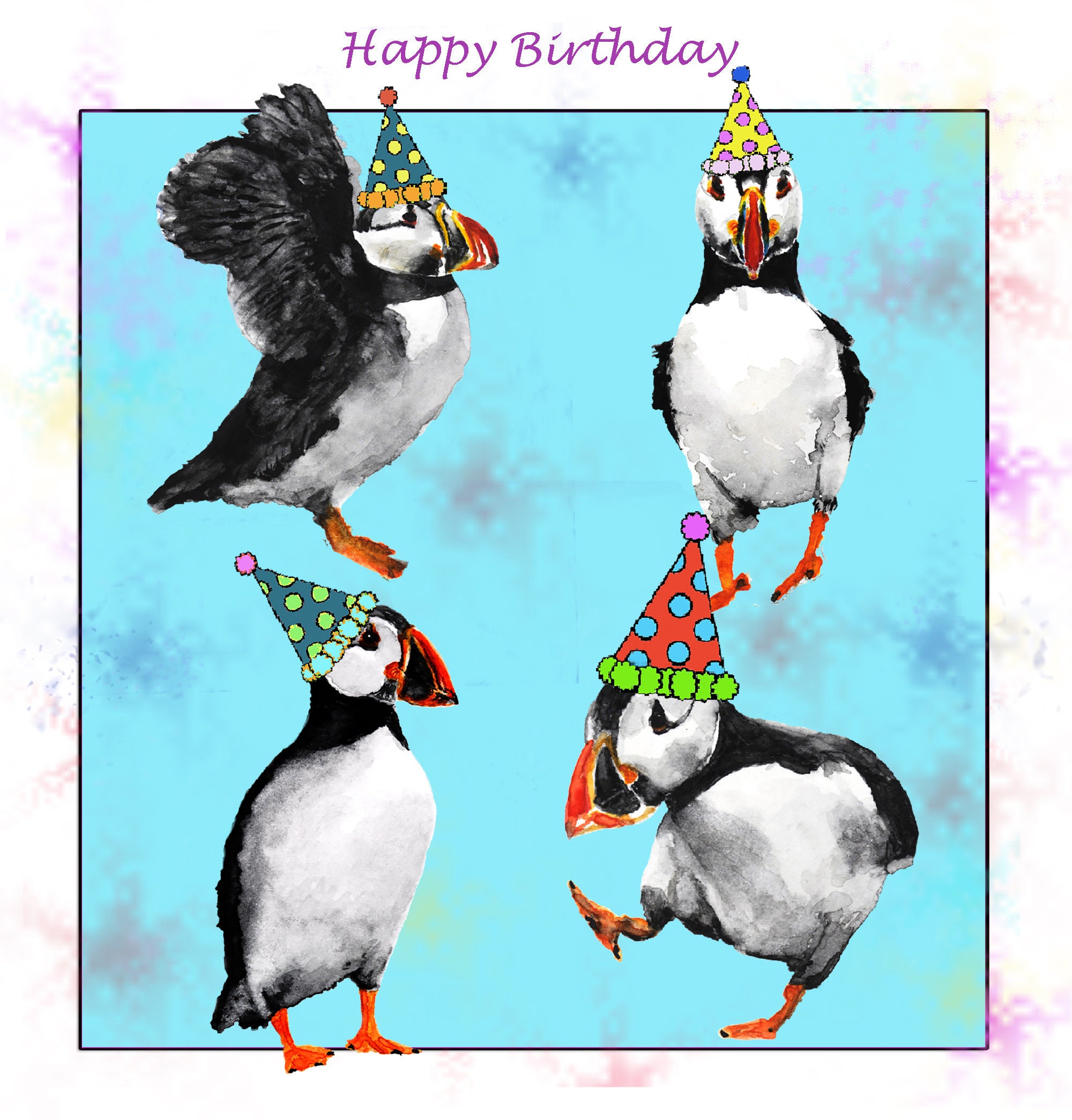 Puffin Card Puffin Birthday Card Bird Birthday Card - Etsy