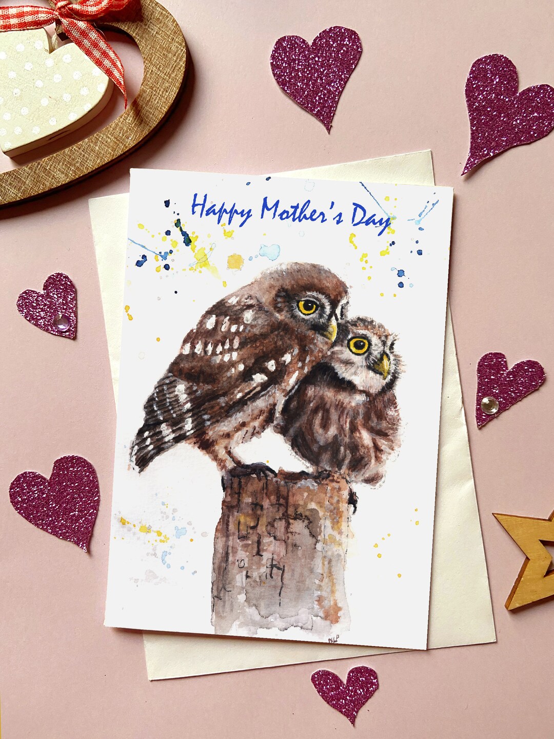 Owl Mothers Day Card, Mothers Day Owl Painting, Mother and Baby Owl ...