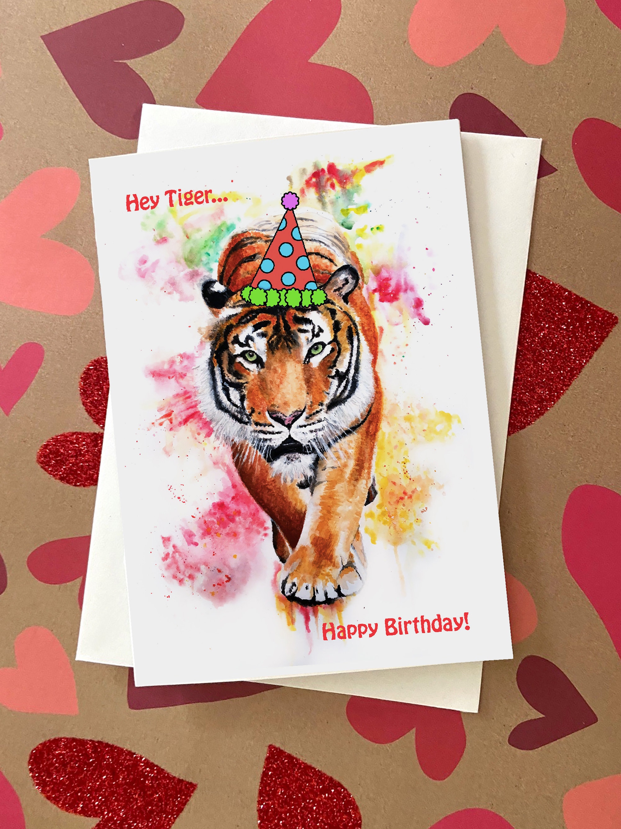 Tiger Birthday Card, A5 Size, Birthday Card, Tiger Card, Personalise ...