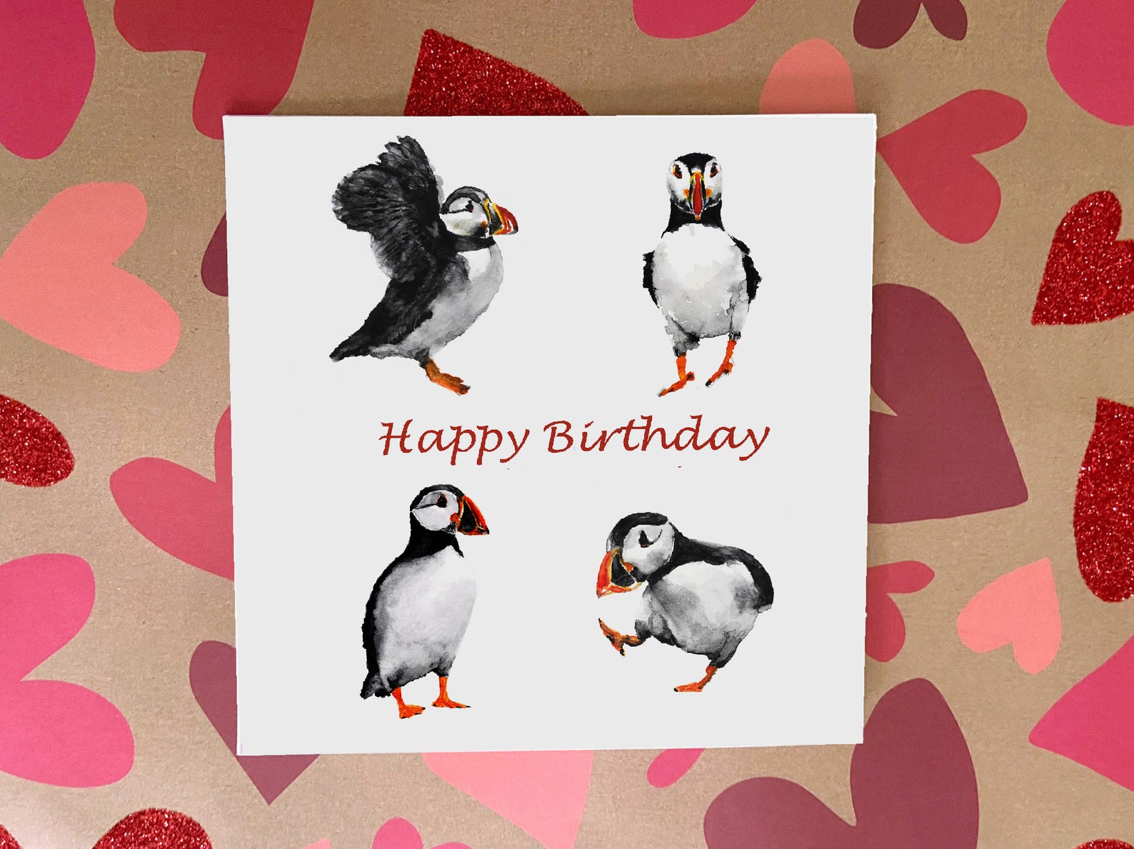 Puffin Birthday Card, Puffins, Bird Birthday Card, Personalise Message ...
