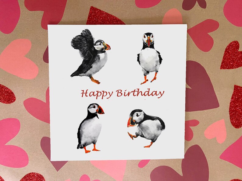 Puffin Birthday Card, Puffins, Bird Birthday Card, Personalise Message ...