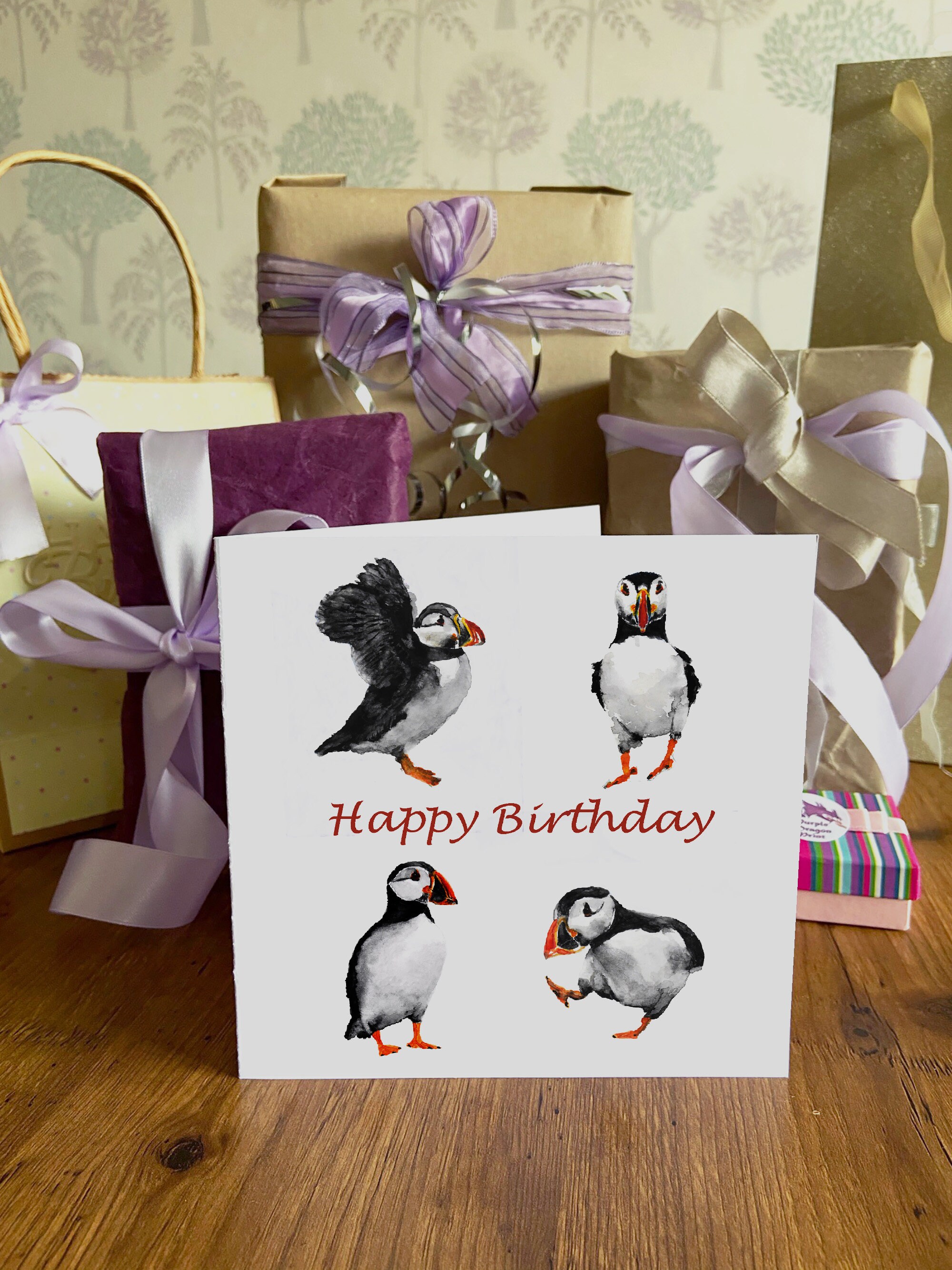 Puffin Birthday Card, Puffins, Bird Birthday Card, Personalise Message ...