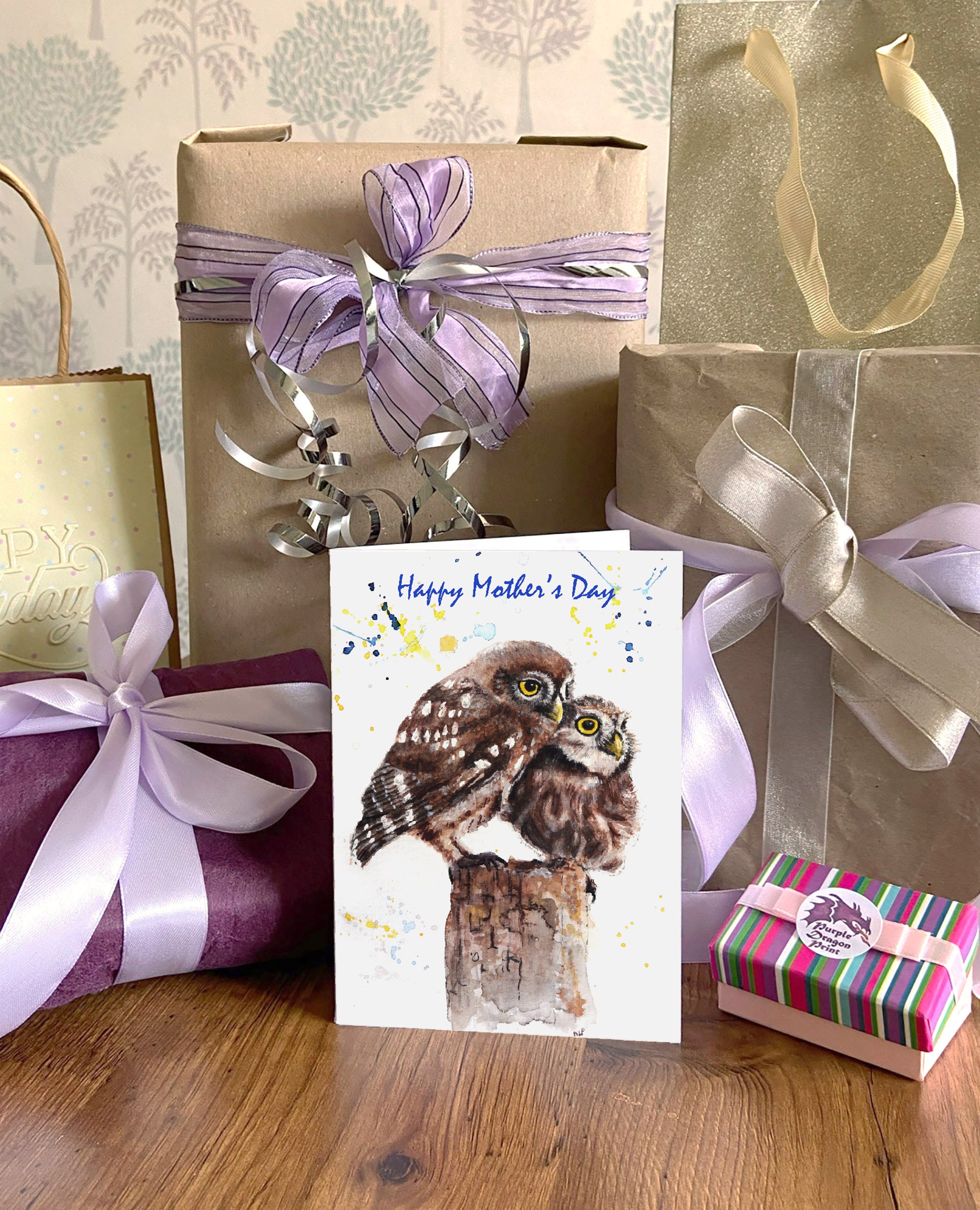 Owl Mothers Day Card, Mothers Day Owl Painting, Mother and Baby Owl ...