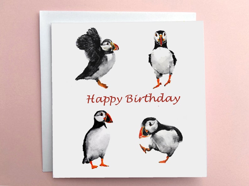 Puffin Birthday Card, Puffins, Bird Birthday Card, Personalise Message ...