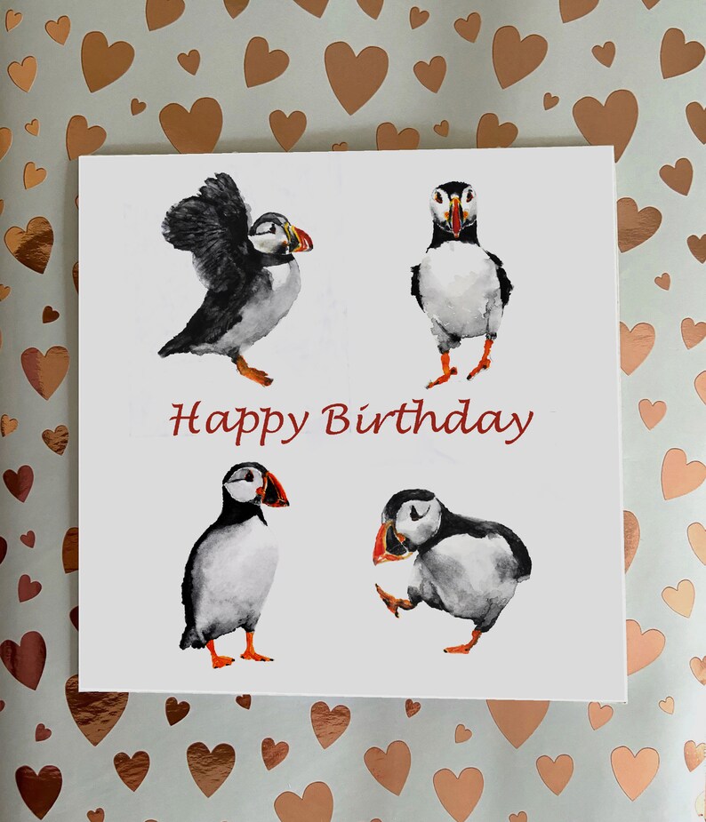 Puffin Birthday Card, Puffins, Bird Birthday Card, Personalise Message ...