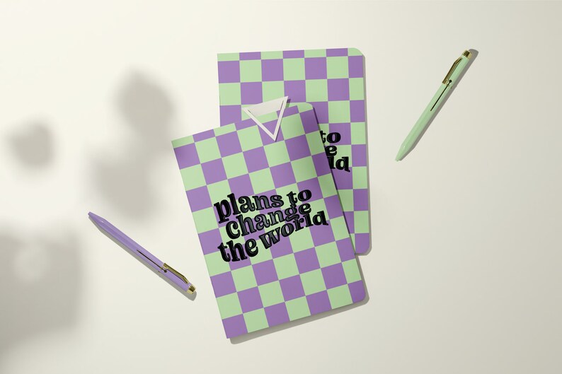 Plans to Change the World Journal: Y2K Checkerboard Pocket Notebook - Etsy