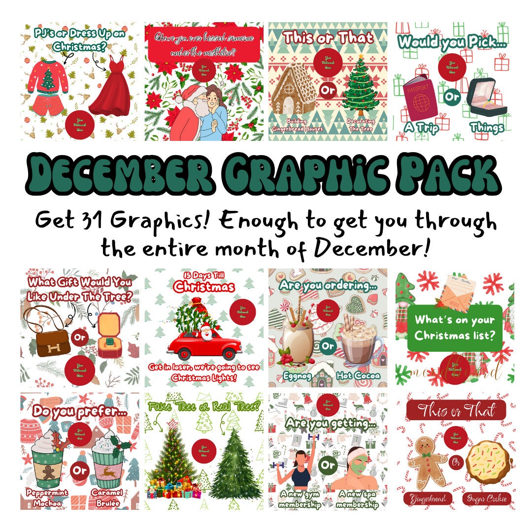 Festive December Graphic Pack, 31 Interactive Graphics for Facebook and ...
