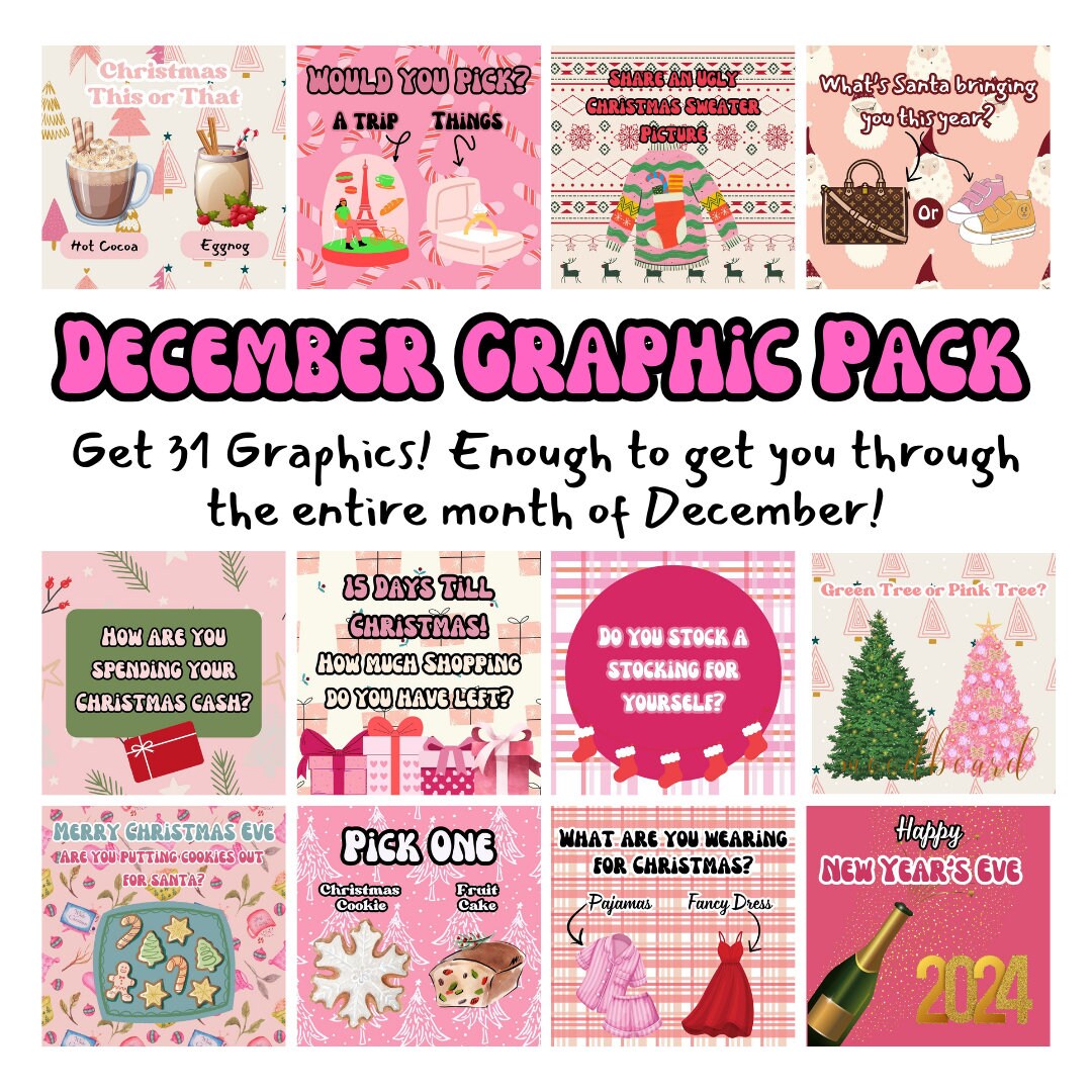 December Graphic Pack, 31 Interactive Graphics for Facebook and Social ...