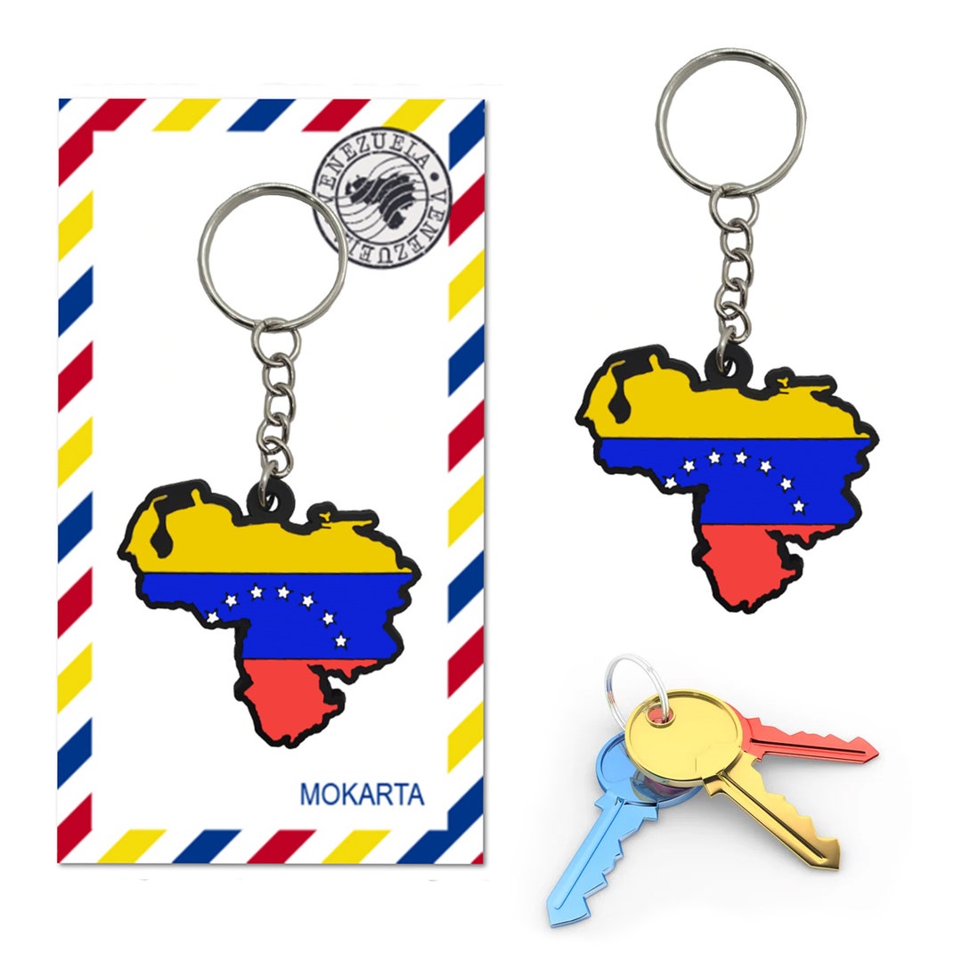 Venezuela Keychain Venezuelan Map With 7 Stars, Rubber, Venezuelan ...
