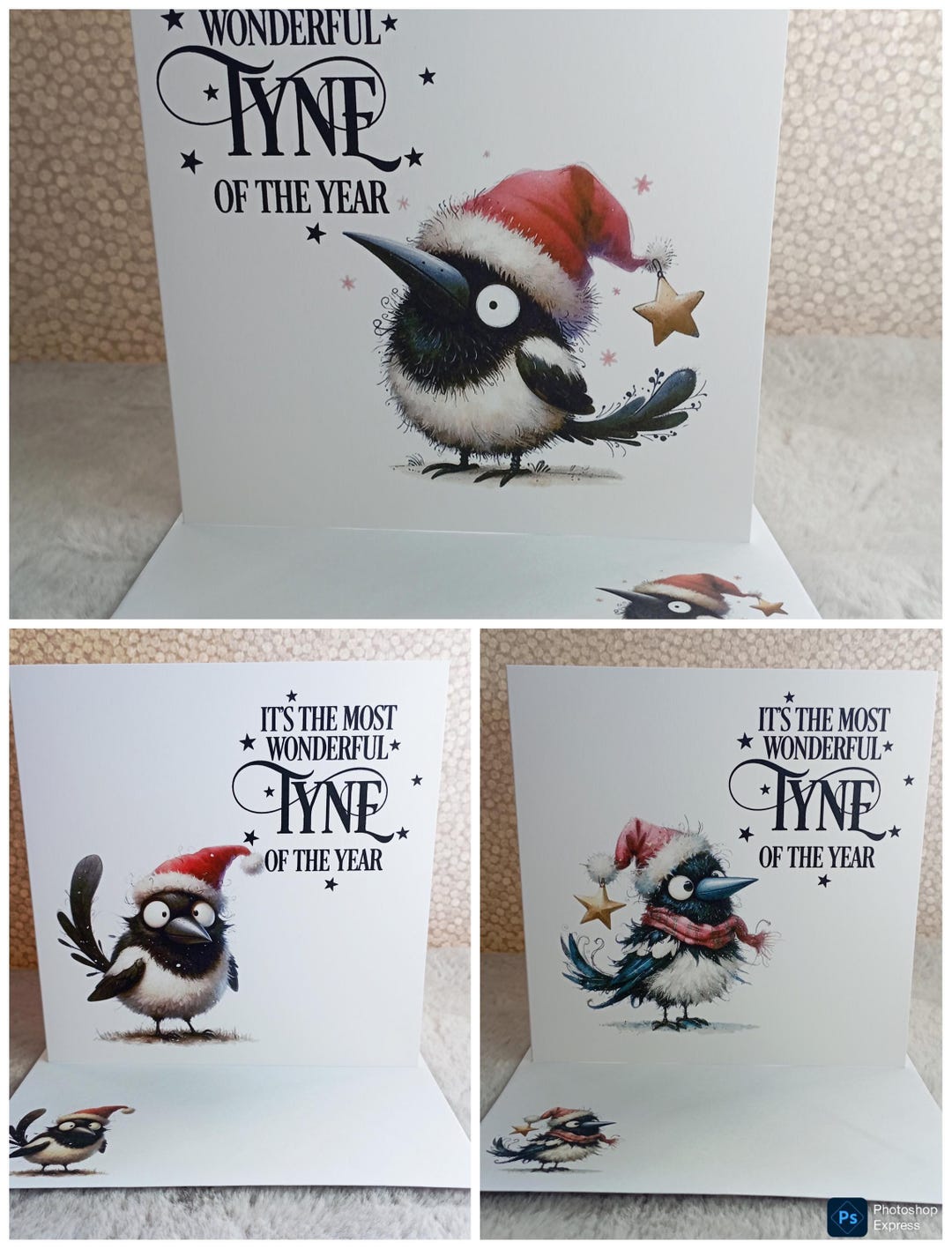 Geordie Magpie Christmas Card Set: Newcastle Gift Tags & Bottle Tags - Etsy