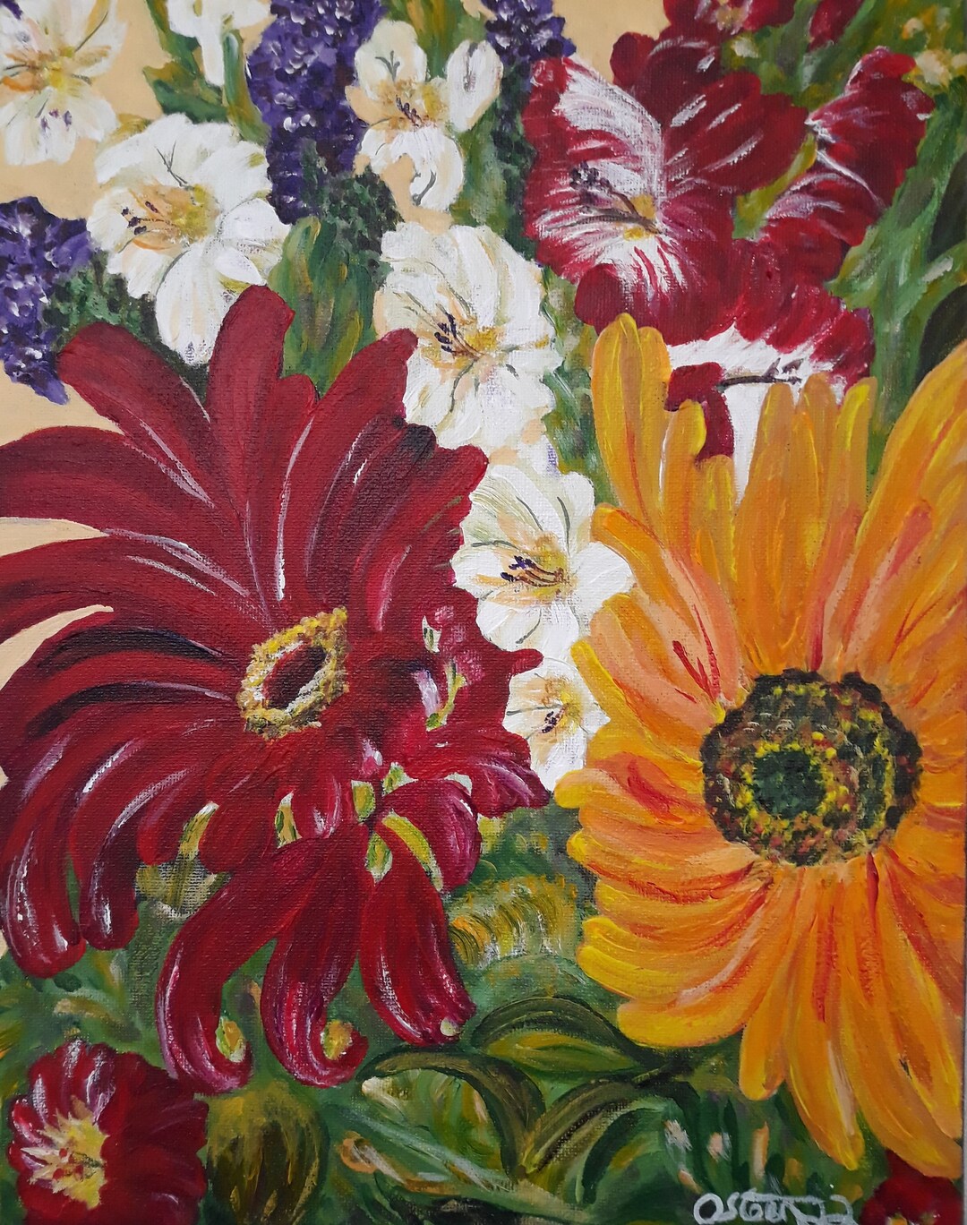 Multi Color Flower Impressionist Acrylic Painting, Gardener's Delight ...