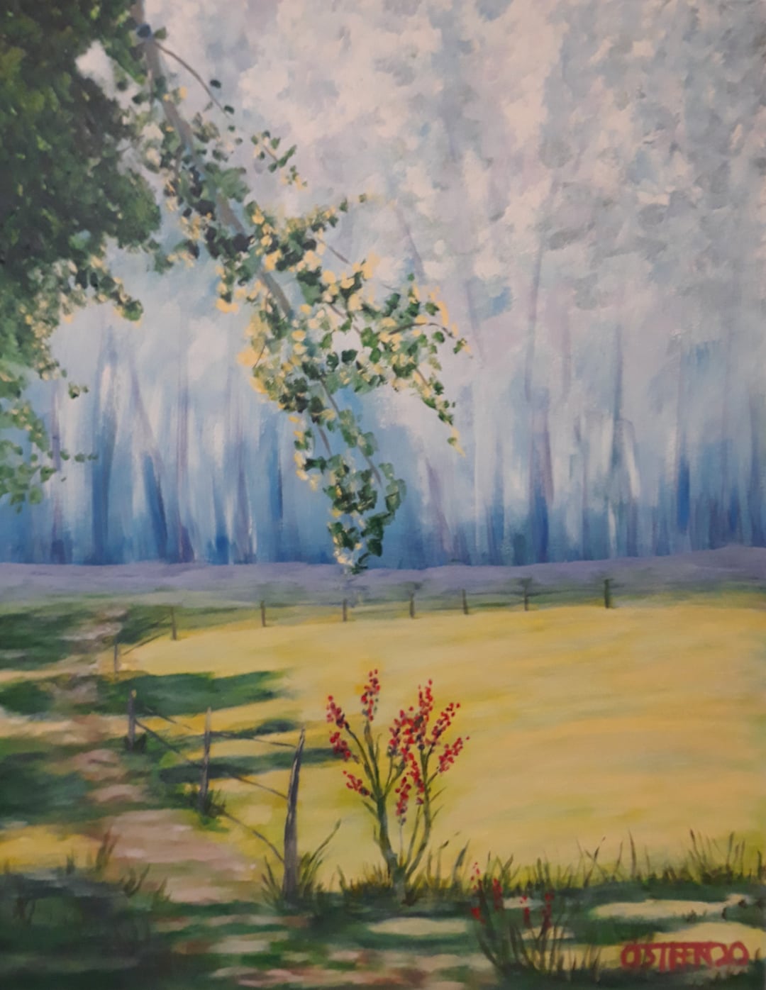 Impressionist Meadow Path Painting, Rustic Country Landscape, Acrylic ...