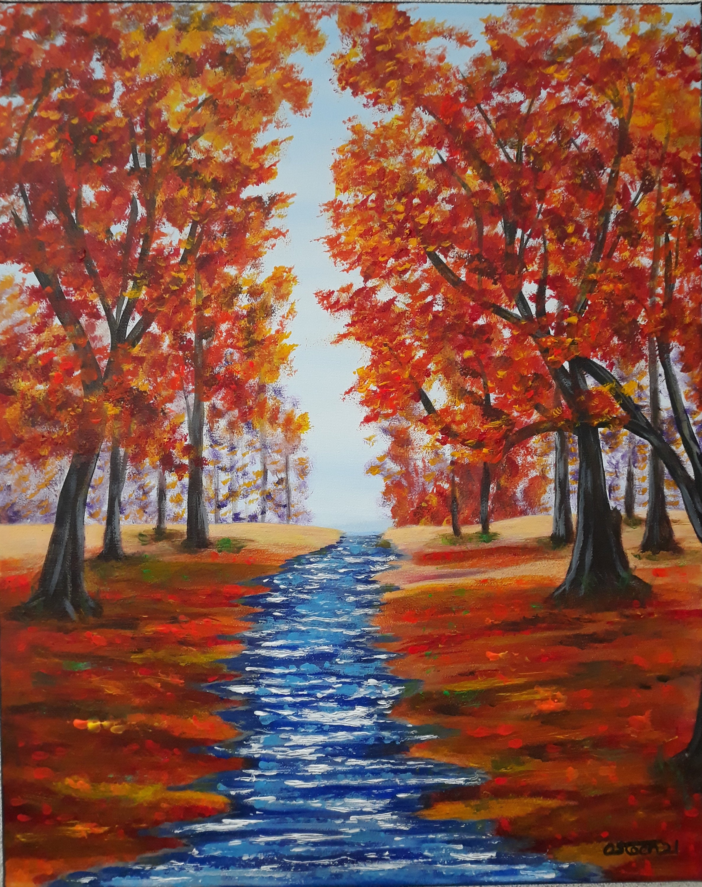 Crisp November Morning Autumn Original Acrylic Painting - Etsy