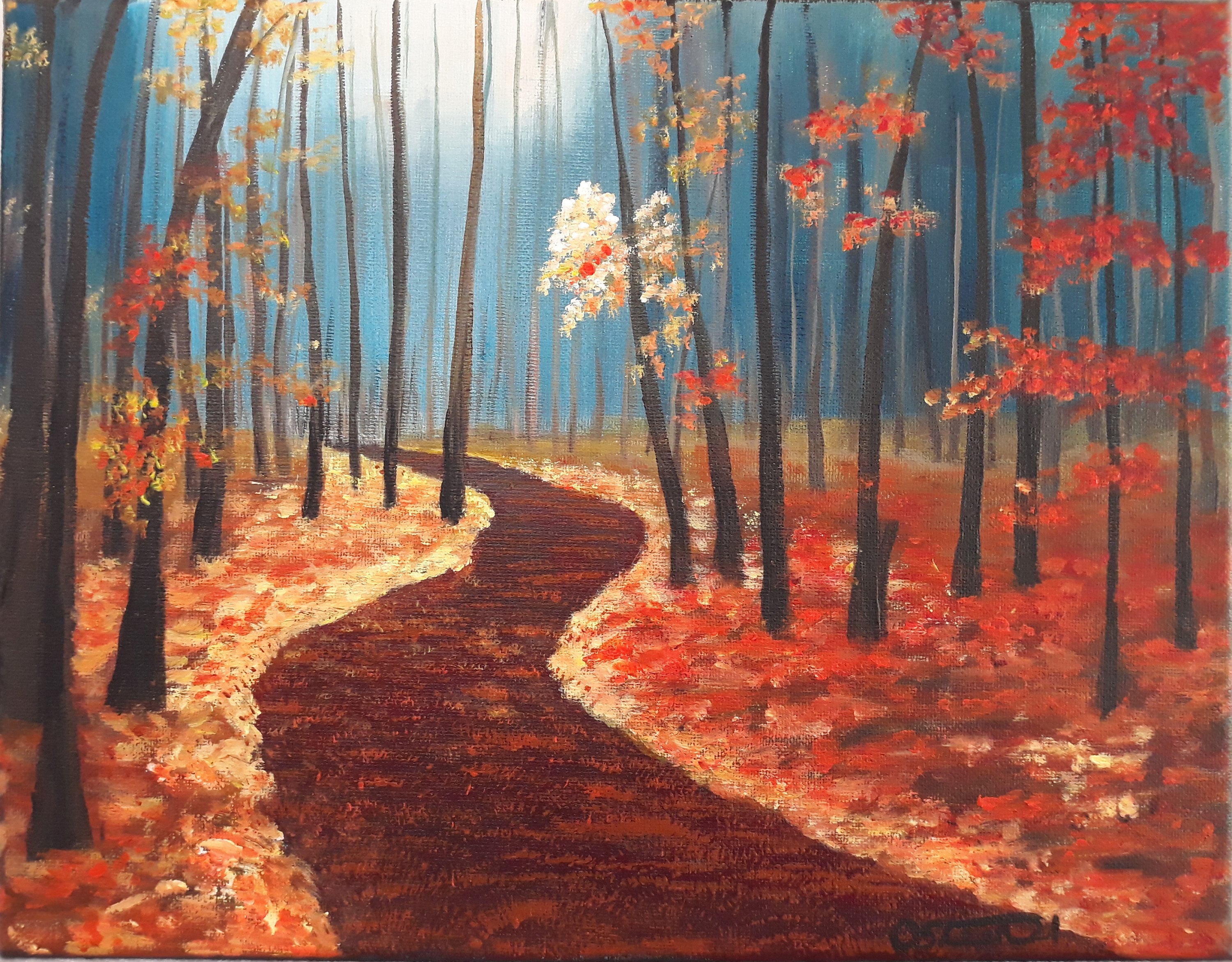 Autumn Forest Path Painting