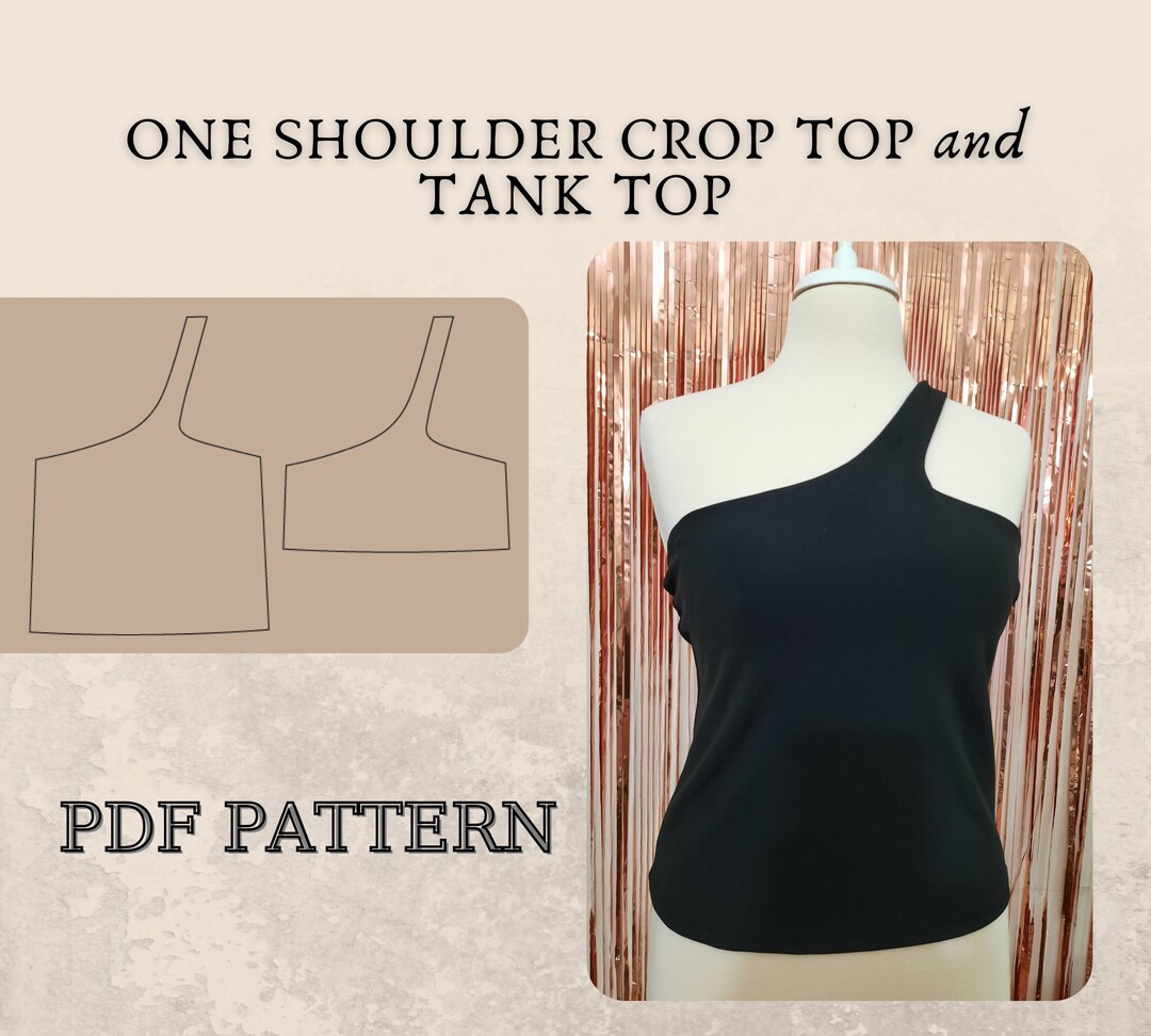 One Shoulder Crop Top and Tank Top Digital Pattern - Etsy