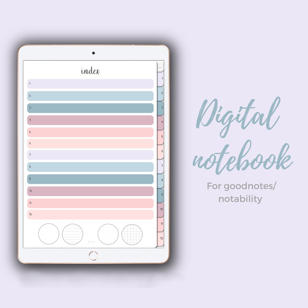 Pastel Digital Notebook for Goodnotes With Clickable Tabs, iPad ...