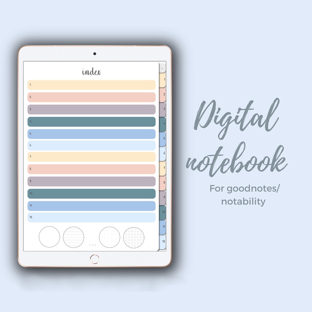 Digital Notebook for Goodnotes With Clickable Tabs, iPad Notebook With ...