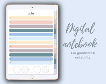 Pastel Digital Notebook for Goodnotes With Clickable Tabs | Etsy