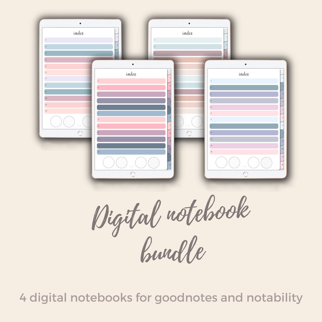 Digital Notebook Bundle for Goodnotes and Notability | 4 Pastel Digital ...
