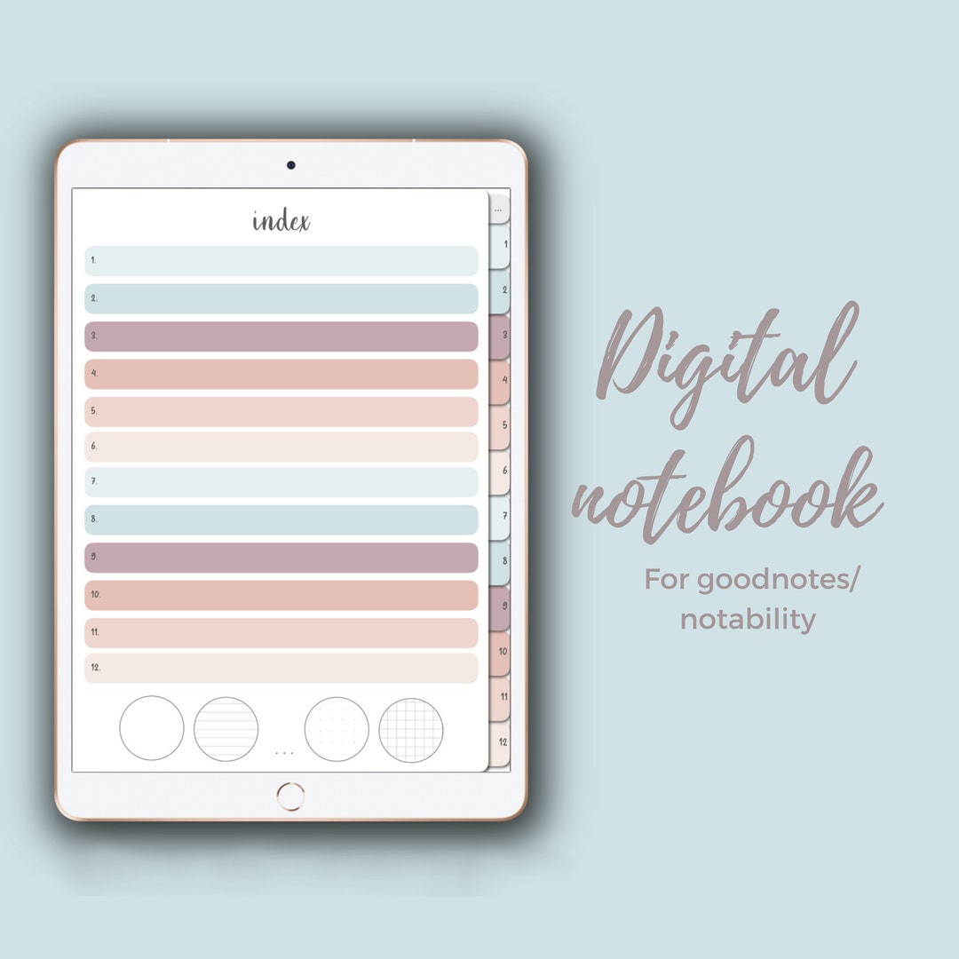Digital Notebook for Goodnotes With Clickable Tabs, iPad Notebook With ...