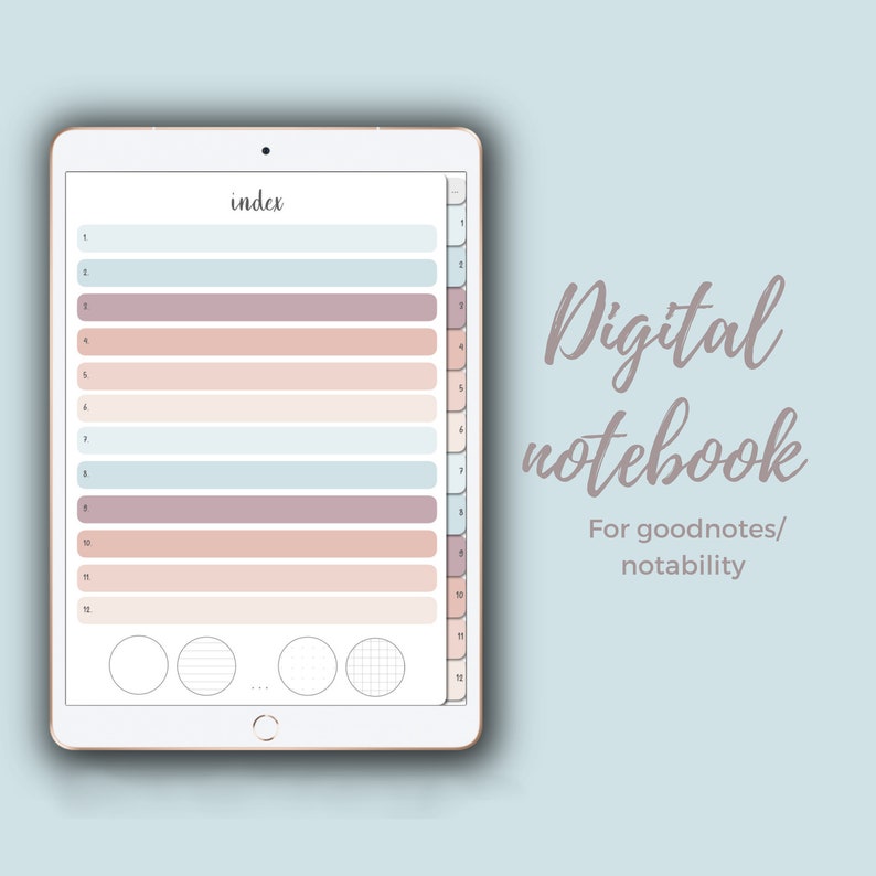 Digital Notebook for Goodnotes With Clickable Tabs, iPad Notebook With ...