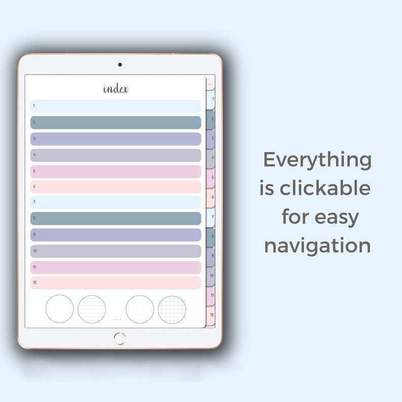 Pastel Digital Notebook for Goodnotes With Clickable Tabs, iPad ...
